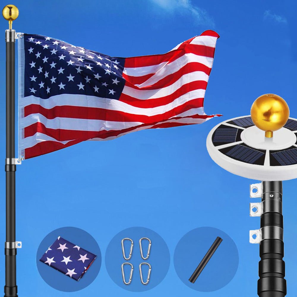 Telescoping Flag Pole Kit With Solar Light – Wojoma