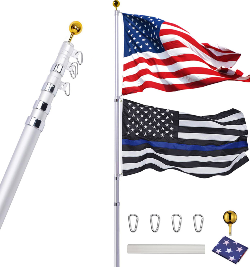 Telescoping Flag Pole Kit With Solar Light – Wojoma